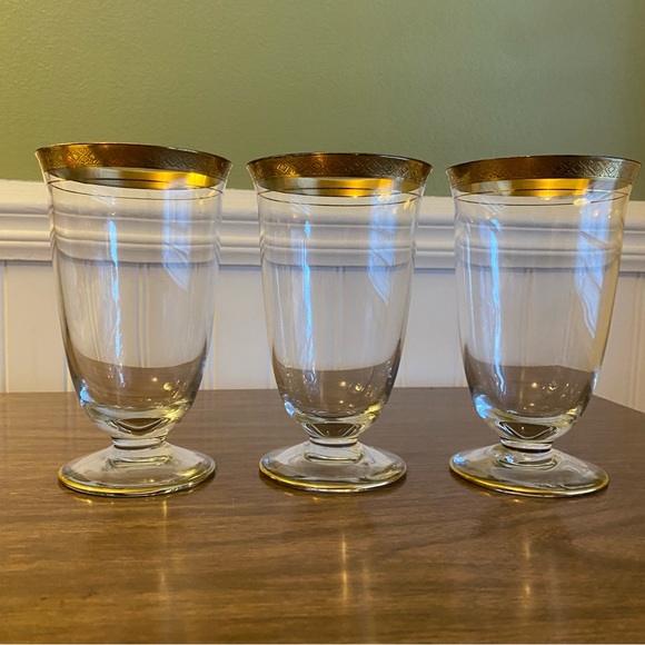 Glastonbury | Dining | Vintage Gold Rim Diamond Pattern Iced Tea ...